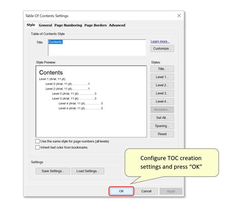create pdf table of contents from a text file