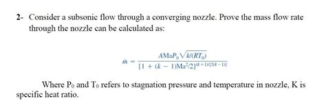 solved 2 consider a subsonic flow through a converging