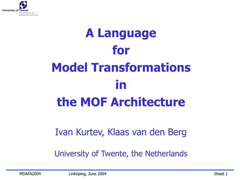 ppt a language for model transformations in the mof architecture ivan