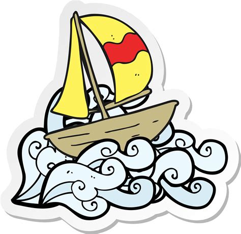 Pegatina De Un Velero De Dibujos Animados 10562697 Vector En Vecteezy