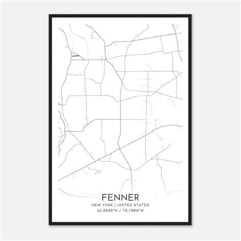 Fenner New York Map Poster Modern Home Decor Wall Art Print Custom Maps And Posters