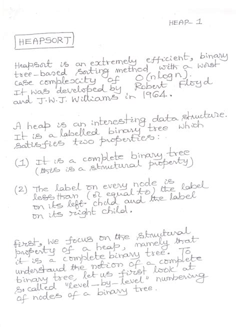 Heap 1 HEAPSORT Heapsort Is An Extremely Efficient Worst Binary