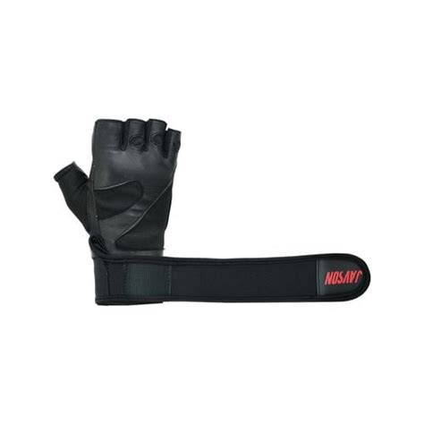 Gym Gloves Leather Weightlifting Pro Lift Wrist Strap By Javson Black Red L Xl Bunnings