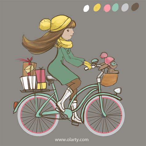 Girl Riding A Bicycle With Bunny And Gifts On Behance