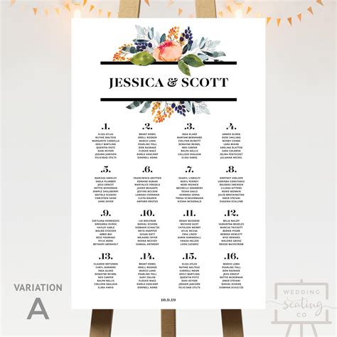 Floral Wedding Seating Chart Wedding Seating Co