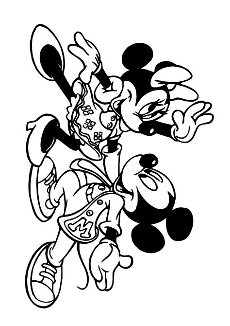 Minnie E Mickey Dançando Para Colorir Imprimir Desenhos