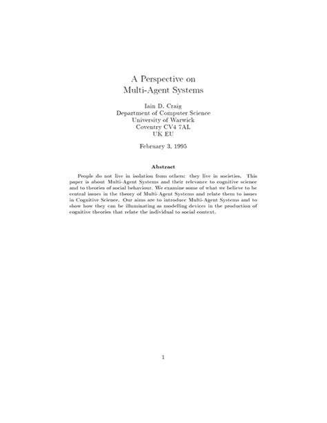 A Perspective On Multi Agent Systems