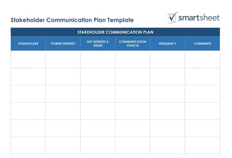 Stakeholder Communication Plan Template