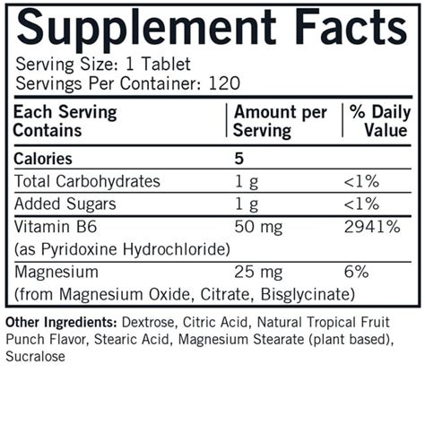 Buy Chewable Vitamin B6 With Magnesium 120 Chewables Supplement