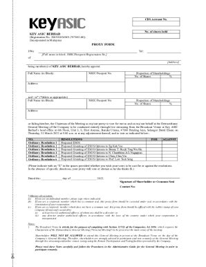 Fillable Online KEY ASIC BERHAD PROXY PROXY FORM M Fax Email Print PdfFiller