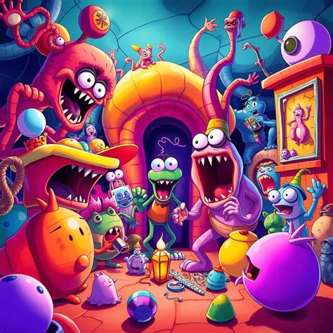 Surreal Cartoon Scene In 1980s Style Ai Art