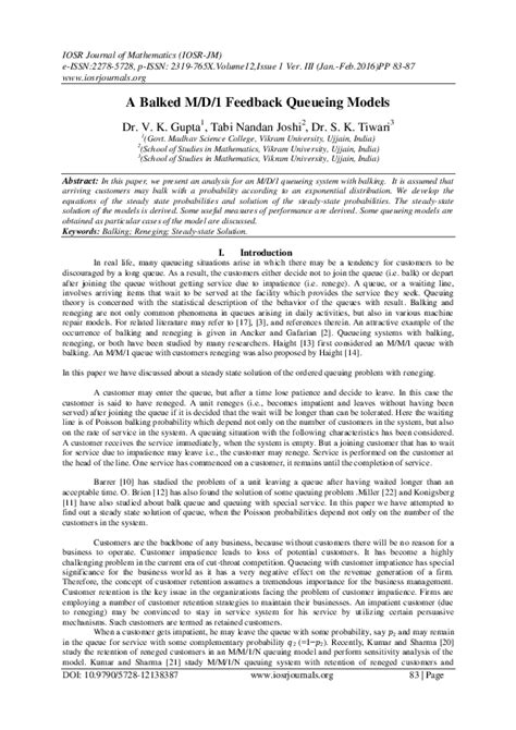 pdf a balked m d 1 feedback queueing models