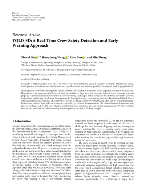 PDF YOLO SD A Real Time Crew Safety Detection And Early Warning Approach