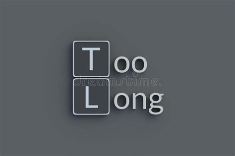 Tl Too Long Metallic Inscription Acronym Or Abbreviation Stock