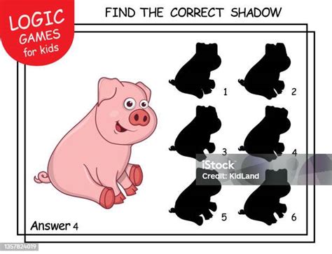 Trouvez Le Bon Cochon Dombre Tâche Avec Réponse Mignon Dessin Animé