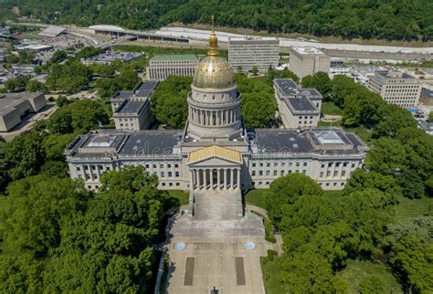 Aerial View Of The West Virginia State Capitol Building And Grounds