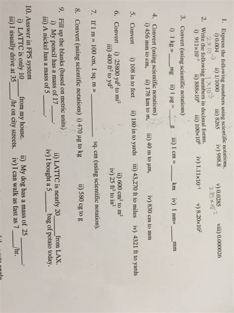 solved express the following numbers using scientific