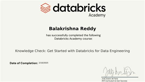 Successfully Completed Databricks For Data Engineering Course