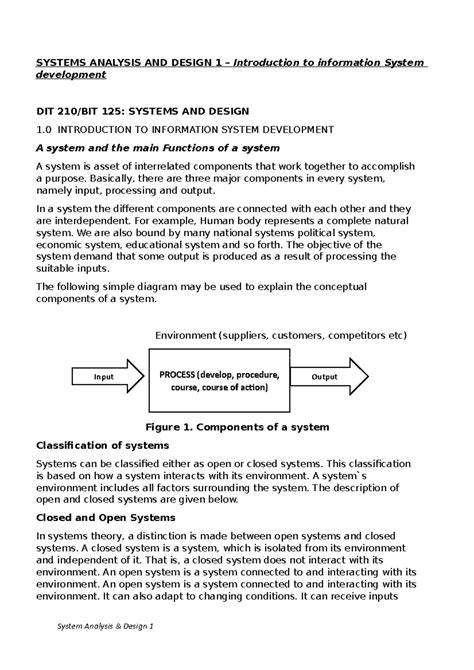 Unit 1 Lecture Notes 1 Systems Analysis And Design 1 Introduction To Information System