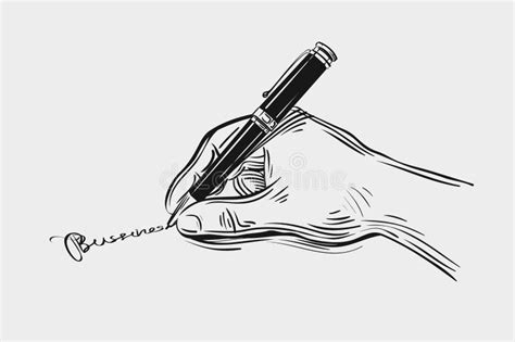 Business Hand Drawn Sketch Signing Contract Stock Vector