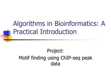 Ppt Algorithms In Bioinformatics A Practical Introduction Powerpoint