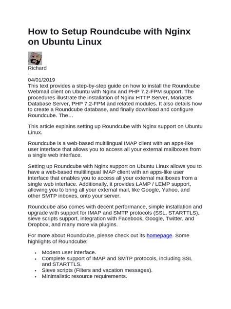 How To Setup Roundcube With Nginx On Ubuntu Linux Pdf Sudo Php