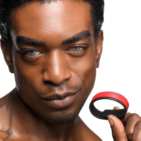 Red Leather Cock Ring With Velcro