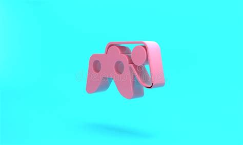 Pink Game Controller Or Joystick For Game Console Icon Isolated On Turquoise Blue Background