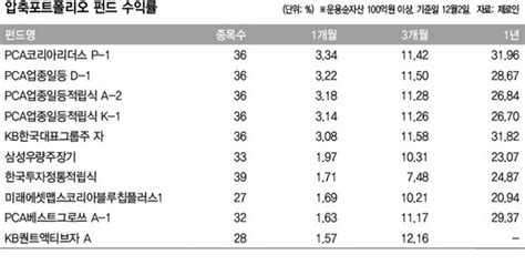 선택과 집중으로 수익률 높인 압축펀드 눈길