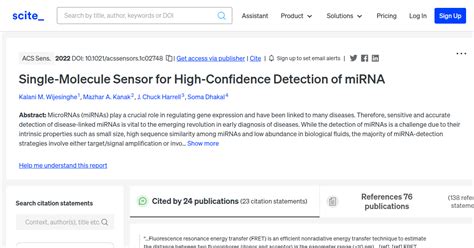 Single Molecule Sensor For High Confidence Detection Of Mirna [scite Report]