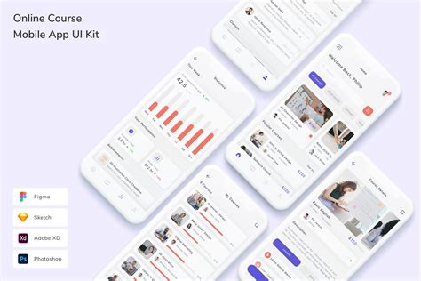 Online Course Mobile App Ui Kit Graphic By Betush Creative Fabrica