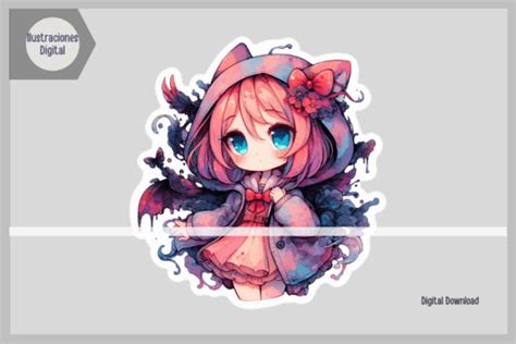 Girl Anime Kawaii Sticker Clipart Png Graphic By Ilustracionesdigital