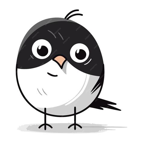 Premium Vector Cute Cartoon Black And White Bird Vector Illustration