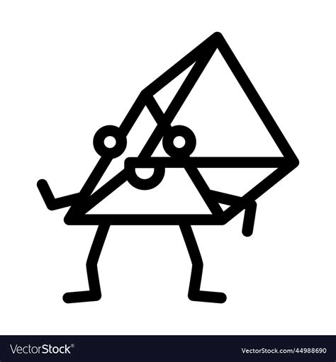 Prism Geometric Shape Character Line Icon Vector Image