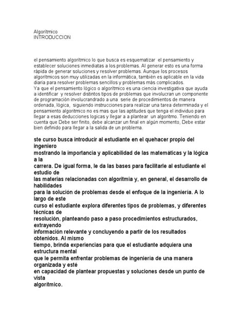 Algorítmico Pdf Algoritmos Pensamiento