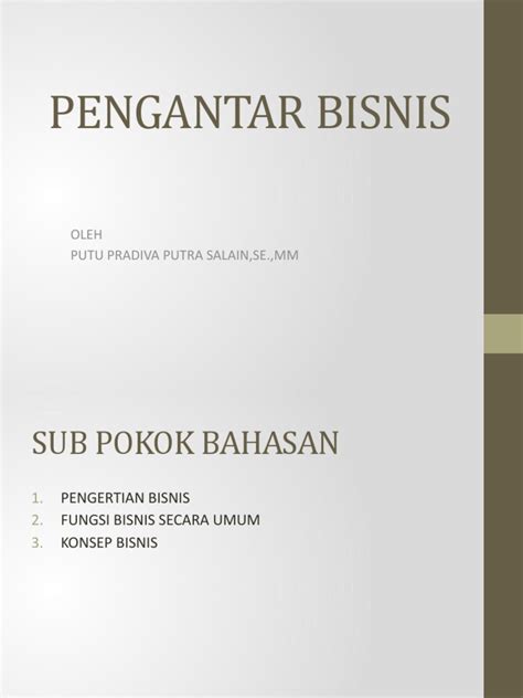 Pengantar Bisnis 1 | PDF | Pengelolaan Keuangan & Uang