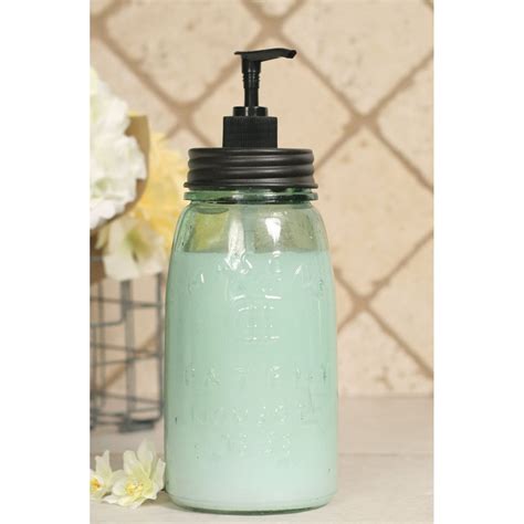 Quart Mason Jar Soap Dispenser Black Lid Clear Glass 32 Oz