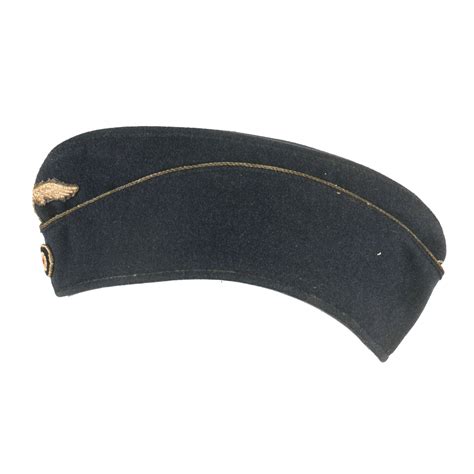 Original German Wwii Luftwaffe Officer M38 Blue Wool Overseas Cap Sc