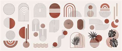 Hand Drawn Abstract Minimal Element Mid Century Vector Set Aesthetic