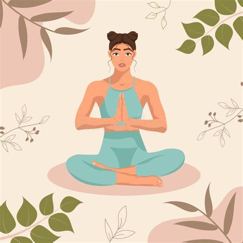 Yoga Woman Meditate In Lotus Position Vector Illustration Stock
