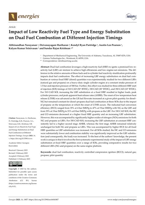 Pdf Impact Of Low Reactivity Fuel Type And Energy Substitution On