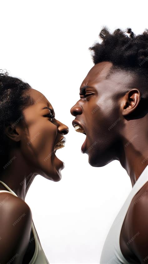 Premium Photo A Black Male And A Black Female Shouting Loudly At Each