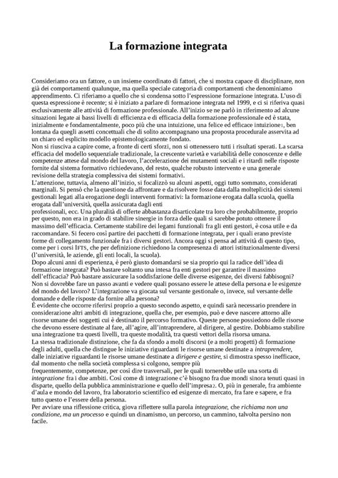 La Formazione Integrata Docsity