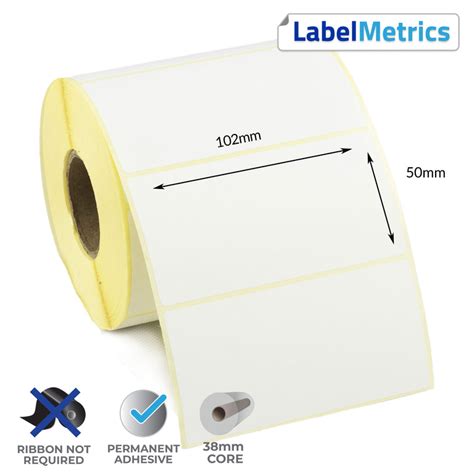 102 X 50mm Direct Thermal Labels Permanent Adhesive Labelmetrics