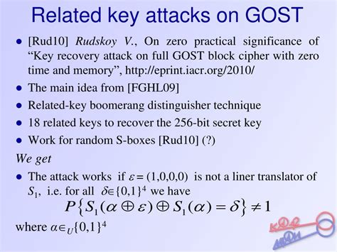 Ppt The Related Key Attack On The Full Gost 28147 89 Block Cipher