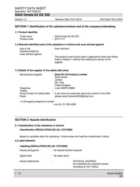 Shell Omala Sg 220 Data Sheet Omala S2 Gx 220 Msba