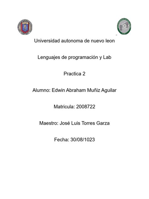 Practica 2 Lab Lenguajes De Programacion Pdf Lenguaje De Programación Compilador