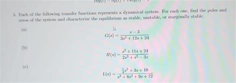 Solved 3 Fach Of The Following Transfer Functions