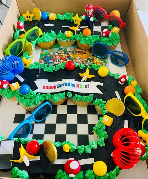 Mario Cart Cuocake Cake Super Mario Cake Superhero Cake Mario Cake