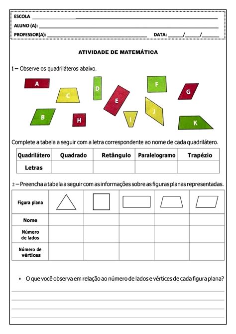 Matemática Figuras Planas Atividade De Geometria Para Trabalhar Hot